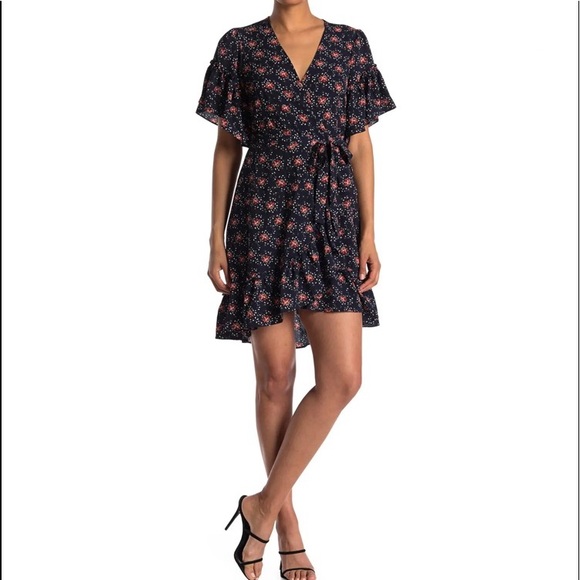 Max Studio | Dresses | Max Studio Floral Print Short Sleeve Ruffled ...